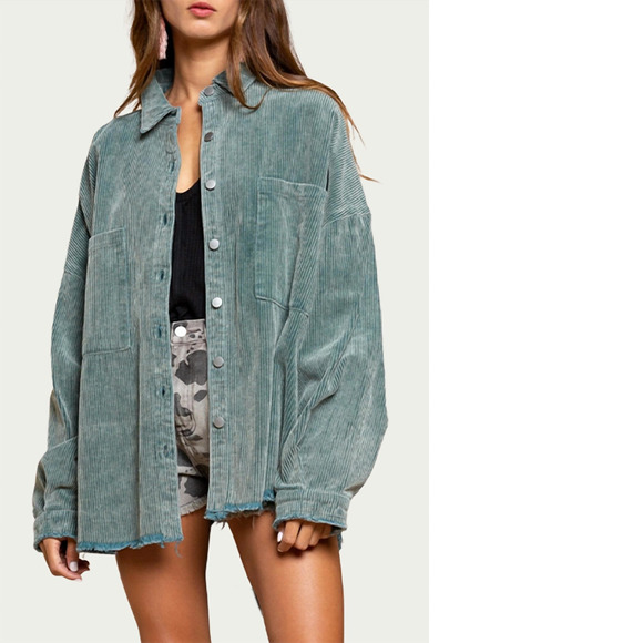 POL | Tops | New Pol Oversized Corduroy Shacket In Hunter Green | Poshmark